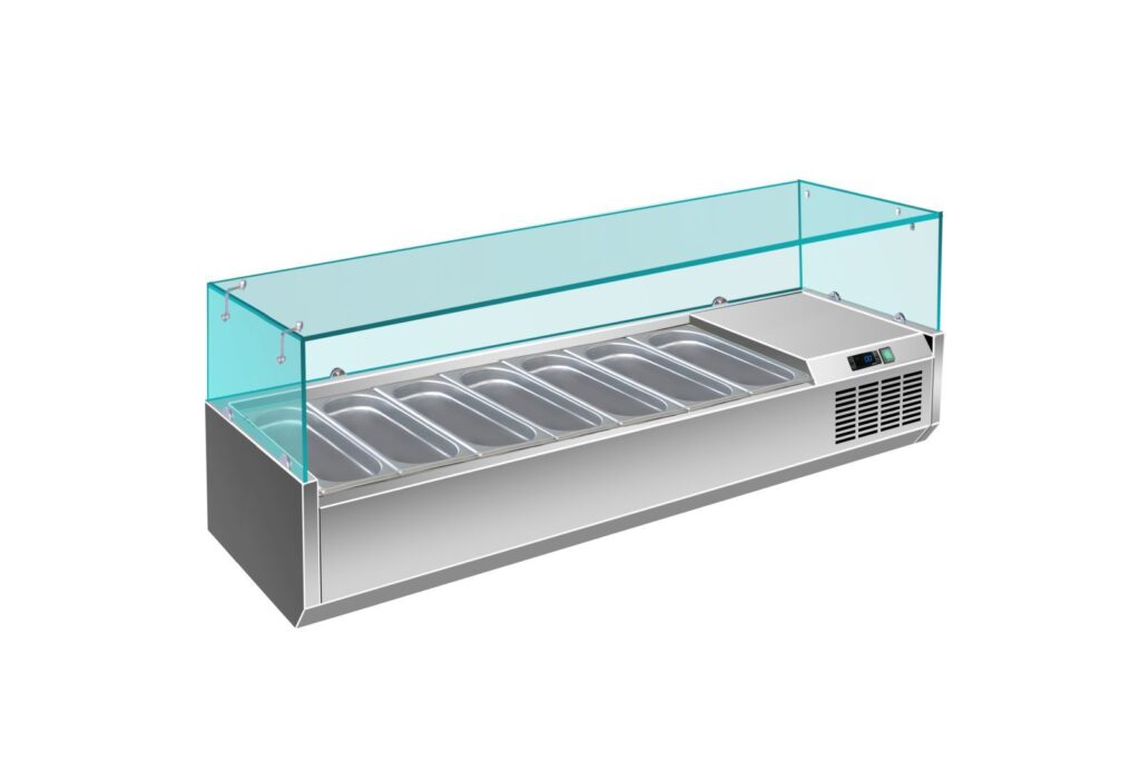 A&S Gastro Pizzakühlaufsatz mit Glasaufsatz 7x 1/3 GN | 1600x335x460 mm ...